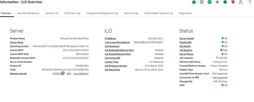 Tech - Reset iLO 5 Password - ESXI